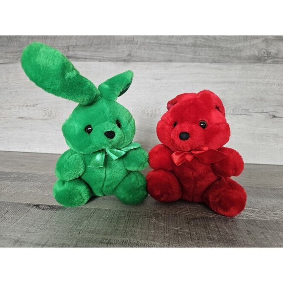 First & Main | Toys | Vintage First Main Rabbit Plush Red Green Rainbow ...